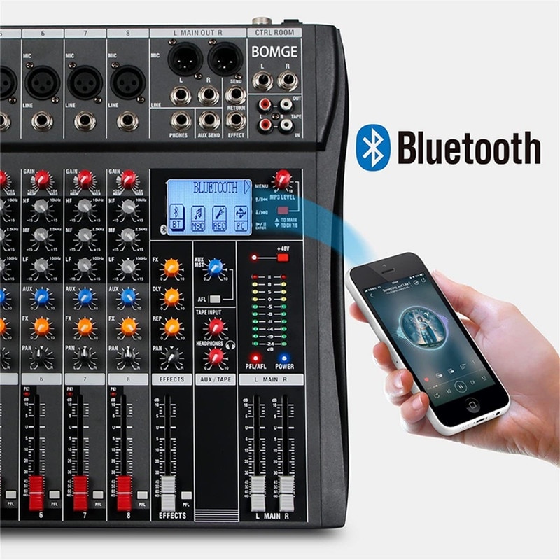 Mixer audio profesional BOMGE CT-80S, 8 canale, Bluetooth, USB ...