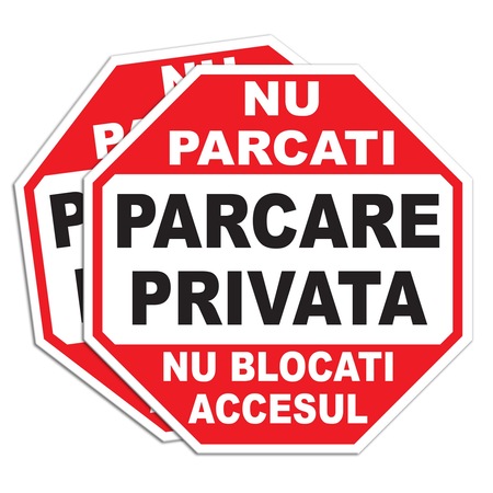 Set 2 indicatoare avertizare Nu Parcati Parcare Privata, laminate ...