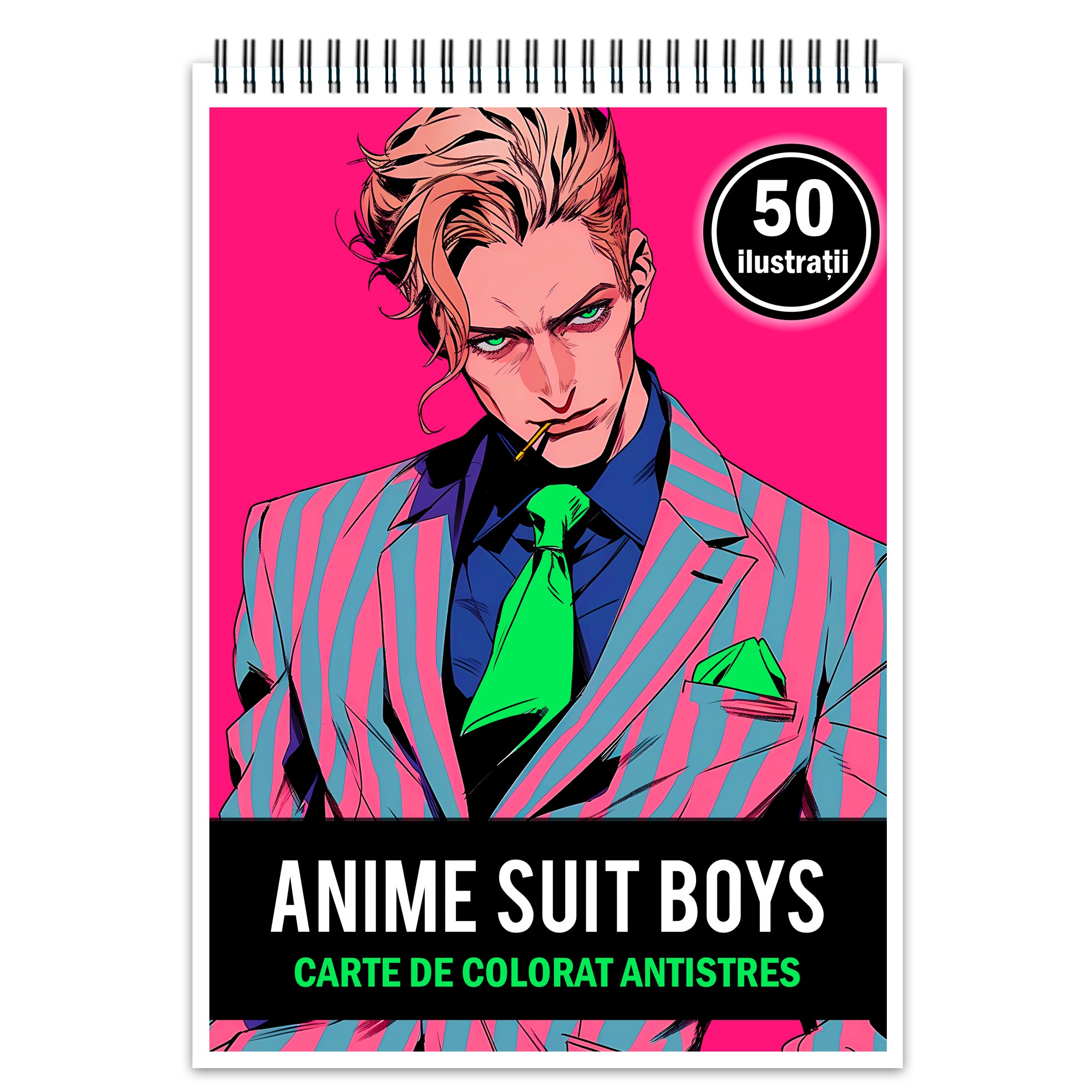 Carte de colorat pentru relaxare si antistres, 50 de ilustratii, Anime ...