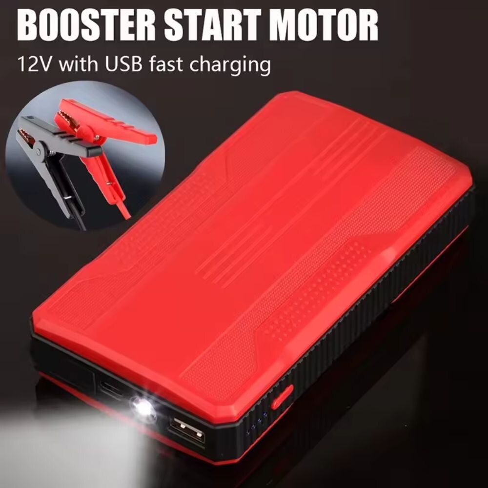 Starter auto portabil, rosu, powerbank, lanterna, 12V - eMAG.ro