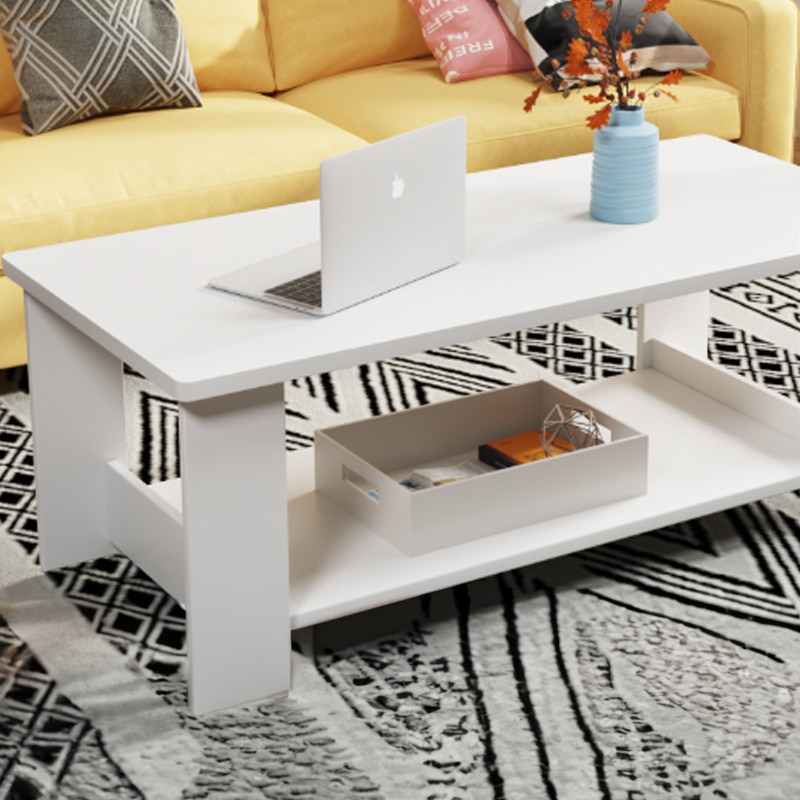 Masuta cafea rectangular, Rebiko, 100 x 50 x 42 cm, cu raft depozitare ...