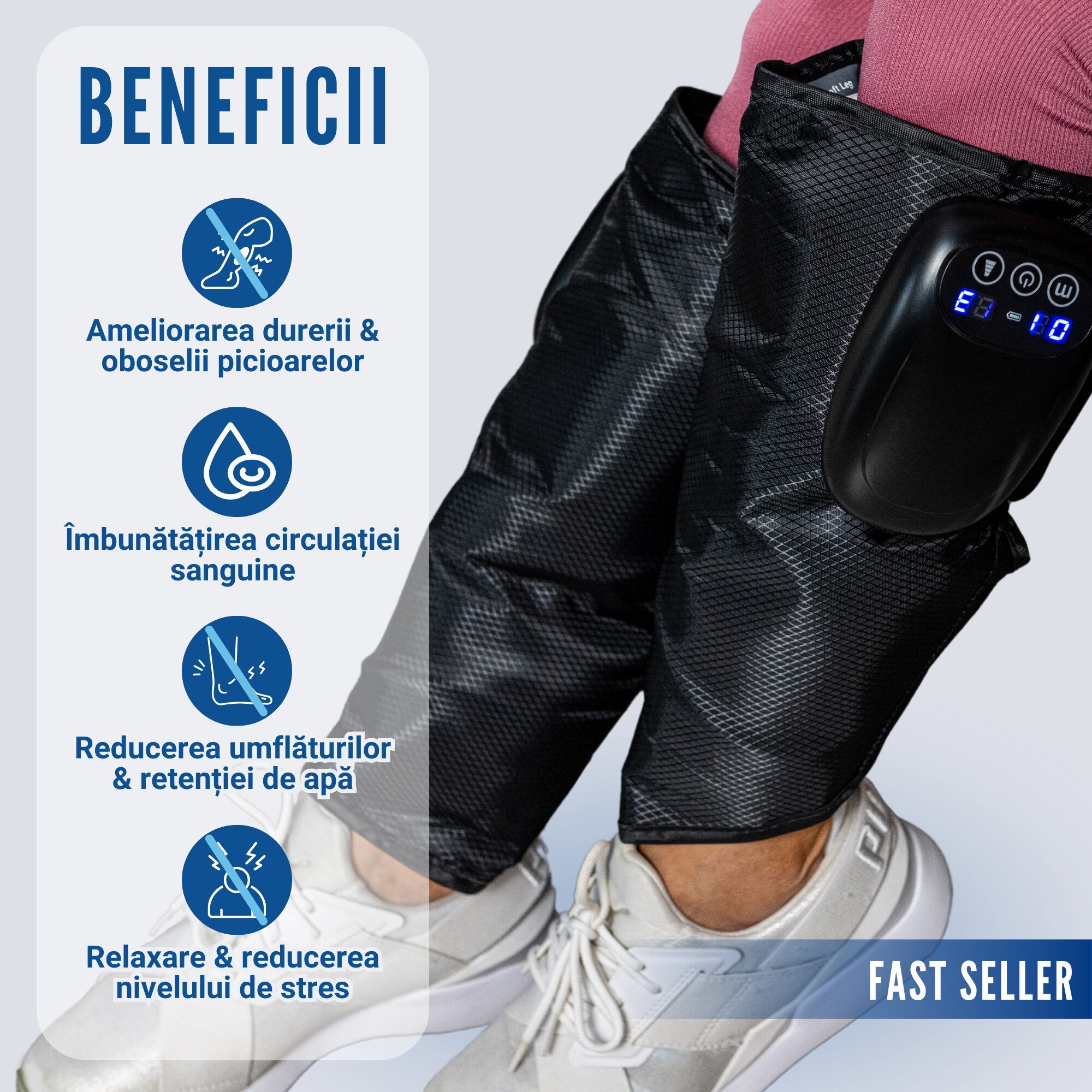 Aparat masaj Profesional pentru Gambe, 9 combinatii de masaj (3 moduri ...