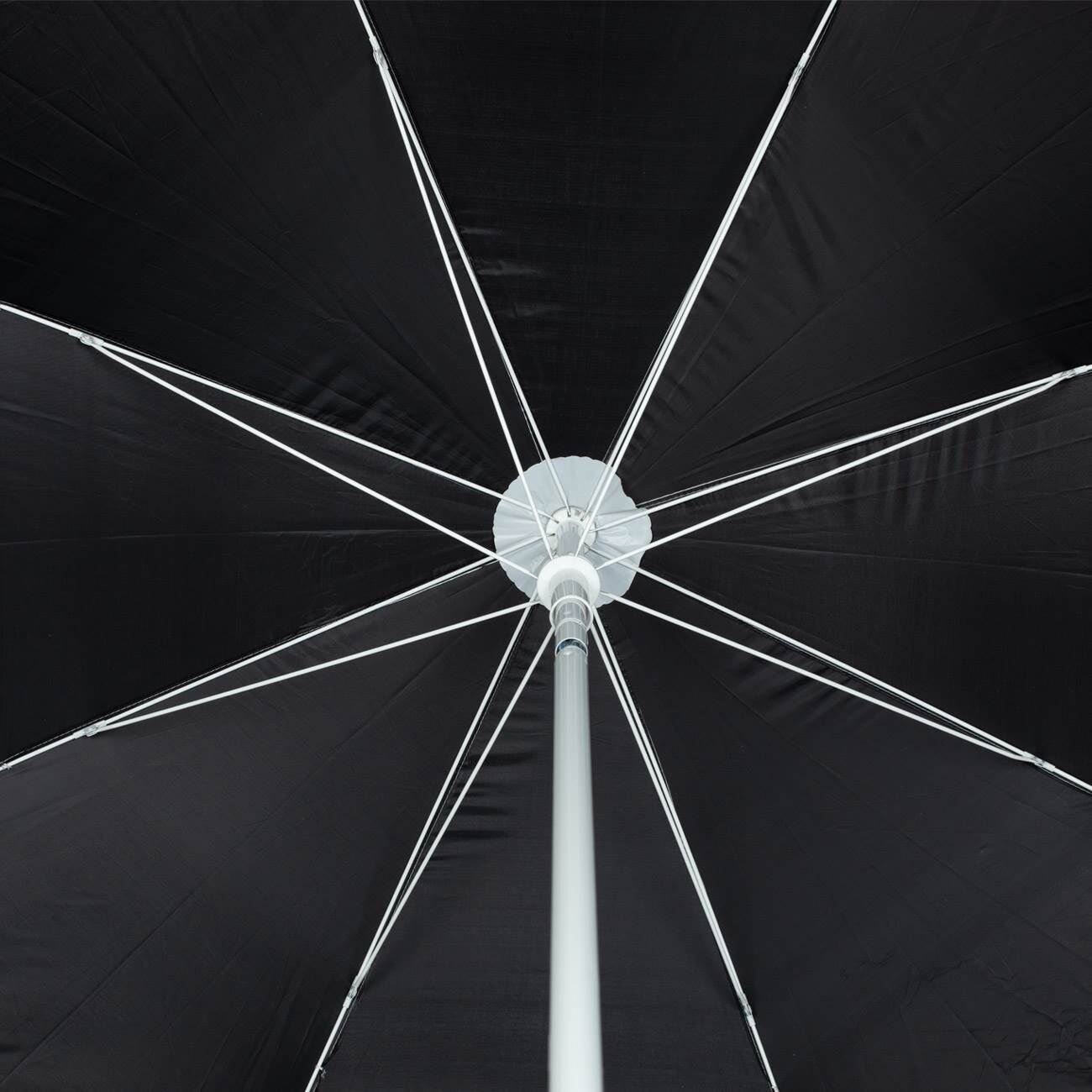 Umbrela pentru plaja cu material negru si acoperire argintie, cu husa ...