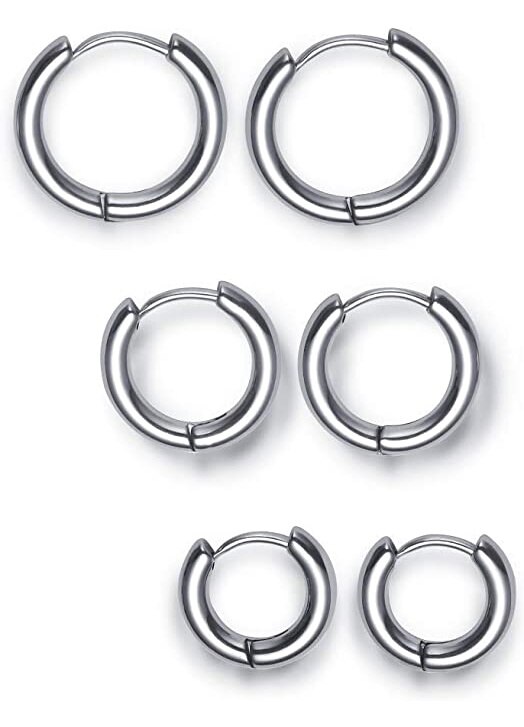 Set 6 cercei cerc, inox antialergic, argintiu, 10mm - eMAG.ro