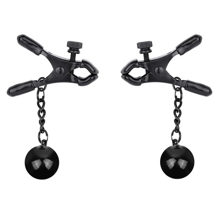 Set BDSM, cleme pentru sfarcuri cu greutati, negru, 3.8 inches - eMAG.ro
