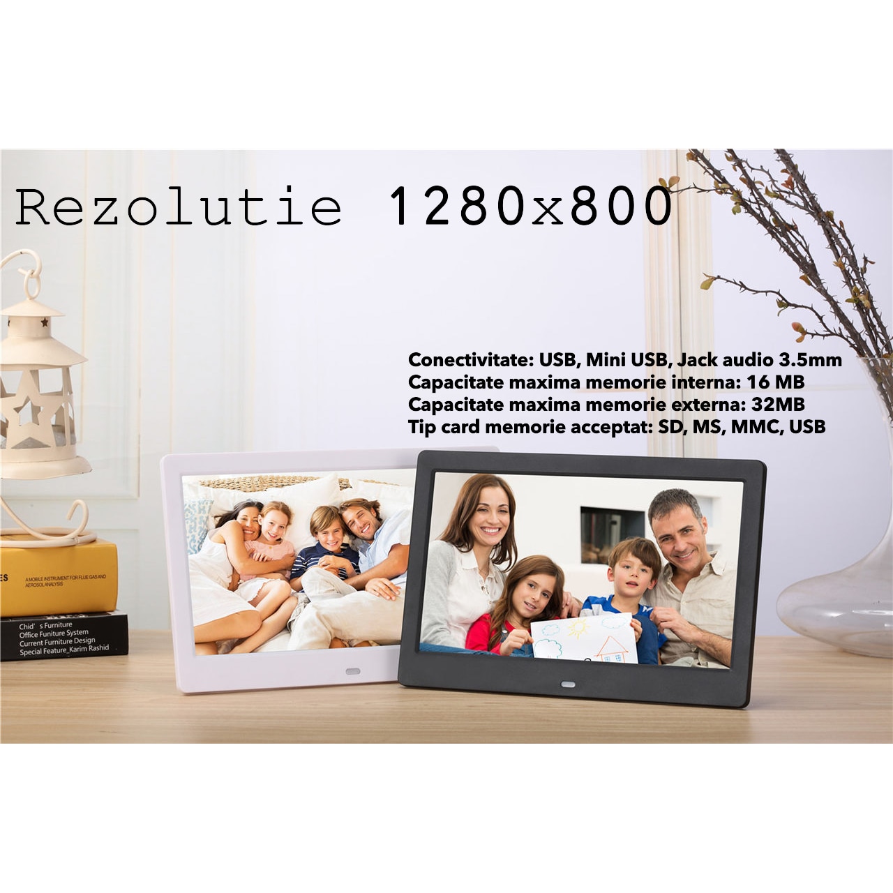 Rama foto digitala, 10 inch / 255 mm, reda poze, anunturi publicitare ...