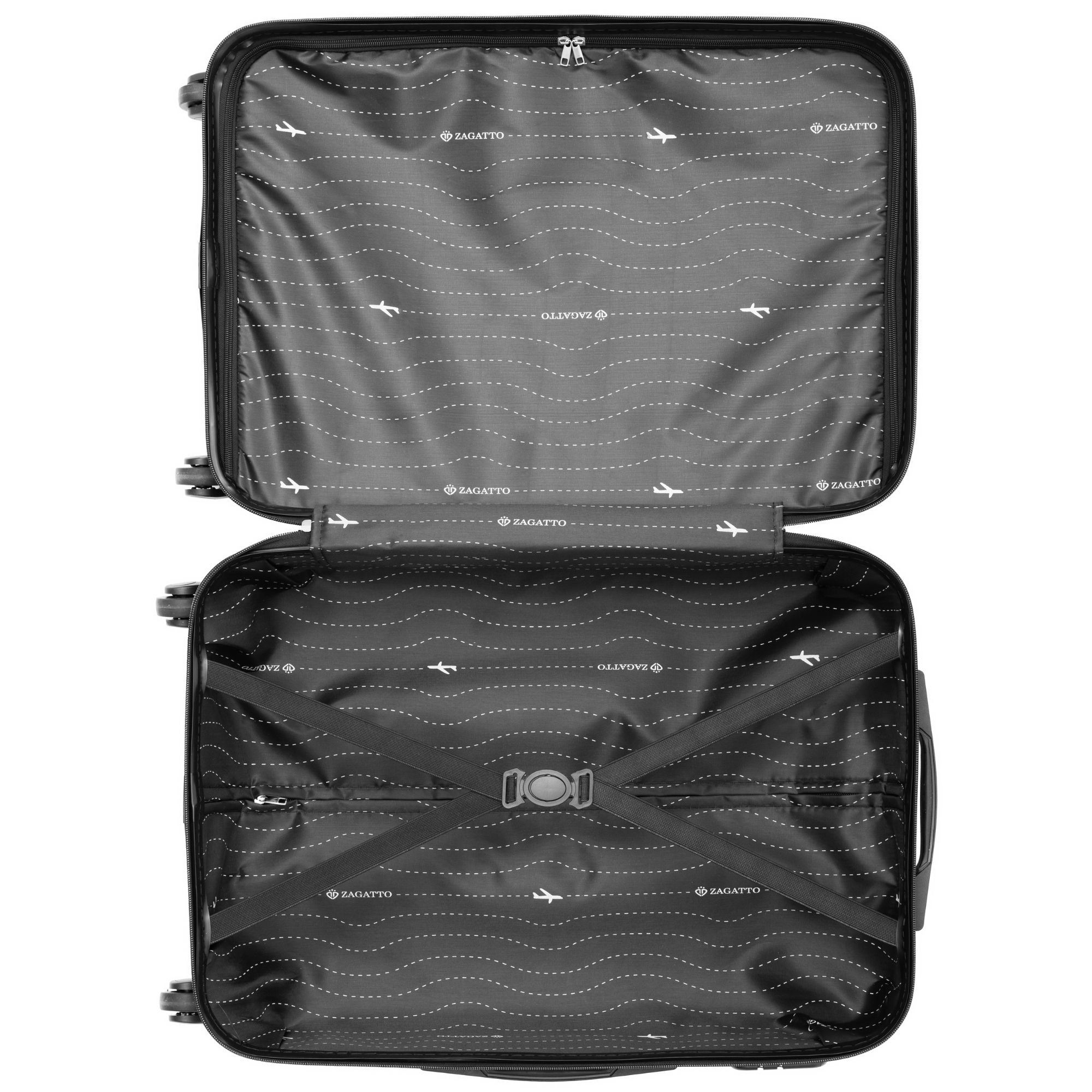 Troler mediu, Zagatto®, Albastru, Dimensiuni 65x42x26 cm, Troller bagaj ...