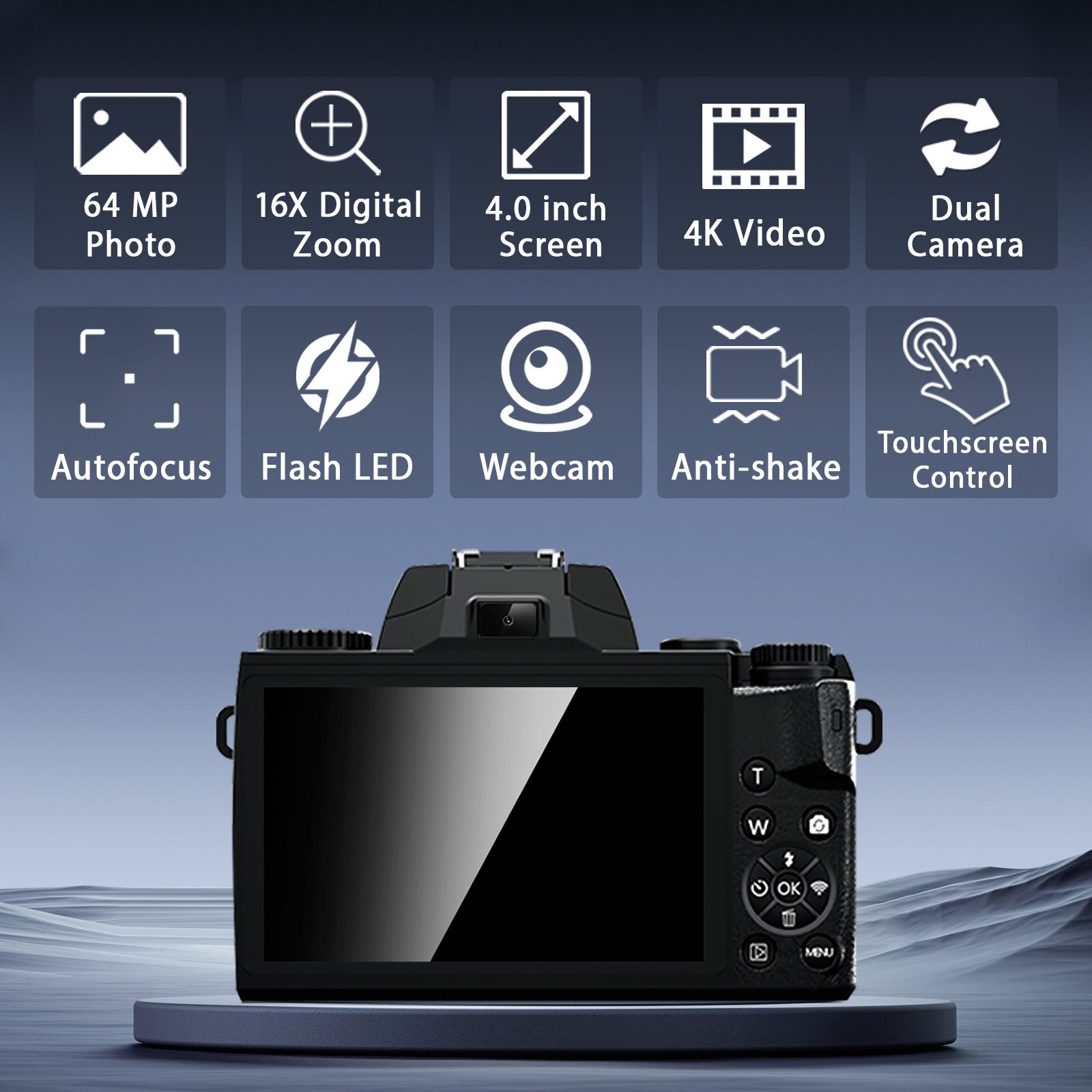 Camera digitala, 64 megapixeli HD, 4K video, autofocus, zoom 16x ...