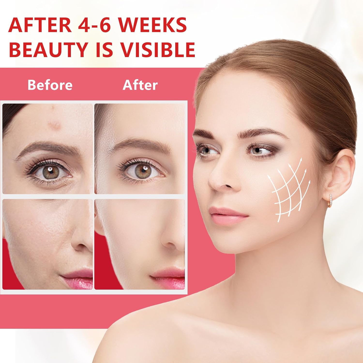 Masca faciala fototerapie，SHIJOOE®，sursa de lumina 7 culori, 80 LED-uri ...