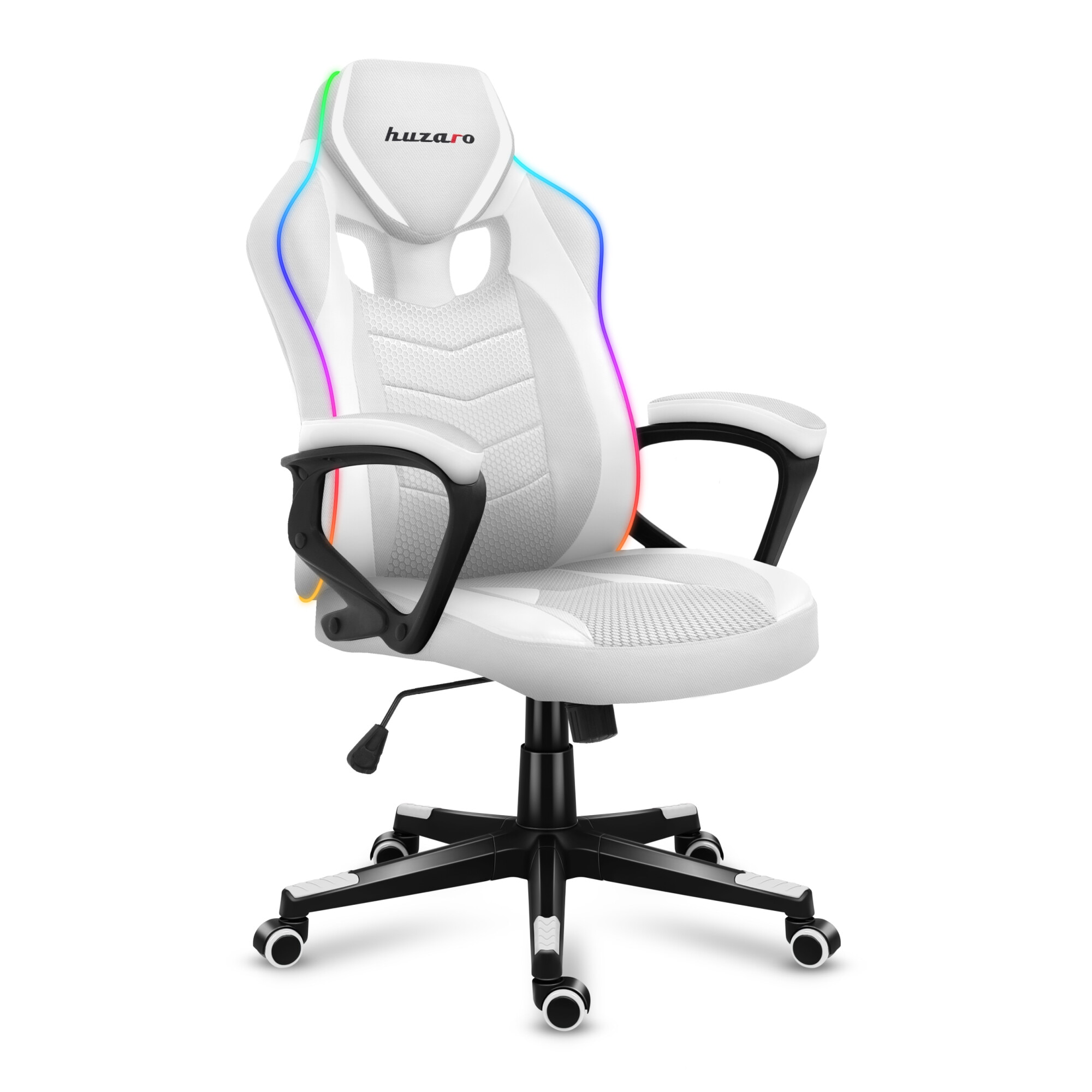 Scaun Gaming Huzaro Force 2.5, Plasa, Alb/Carbon Rgb - eMAG.ro