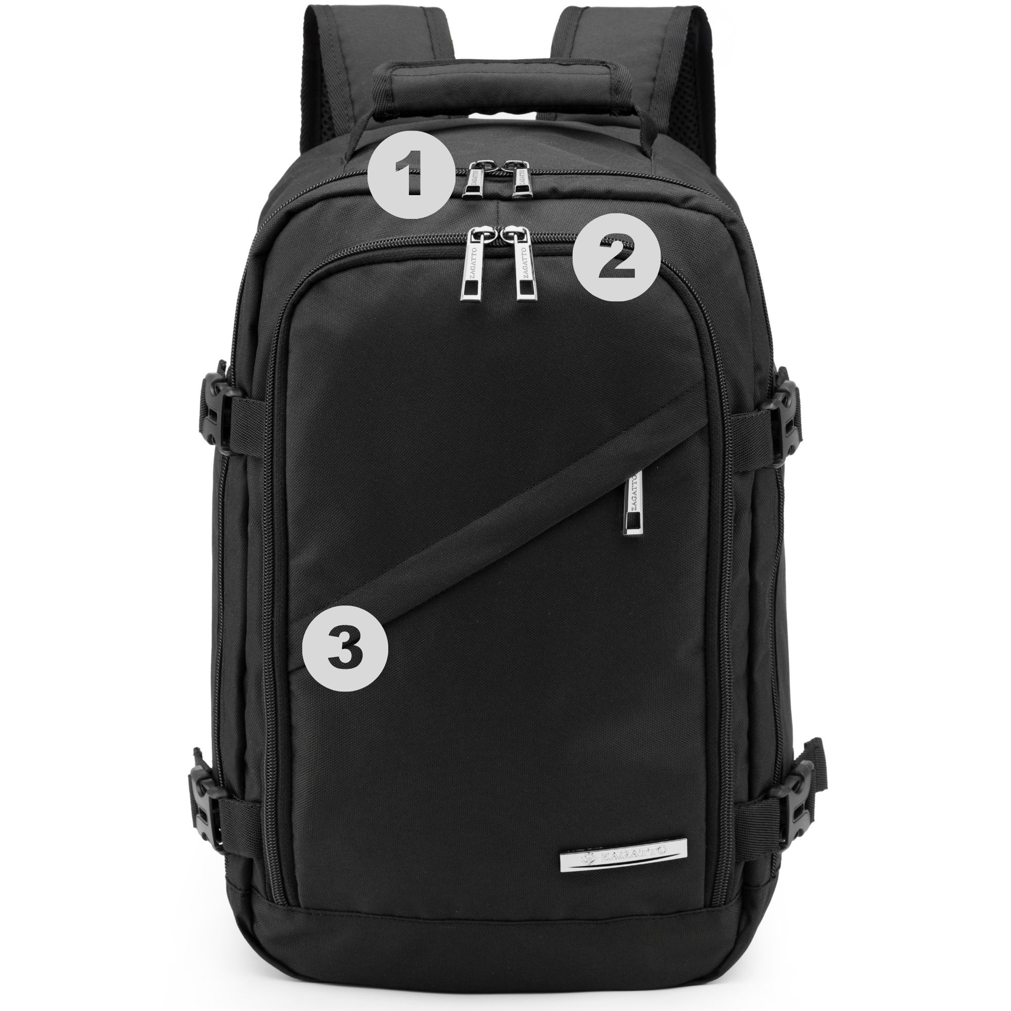 Rucsac calatorie multifunctional, Negru, Zagatto,40x20x25 cm, 20L ...