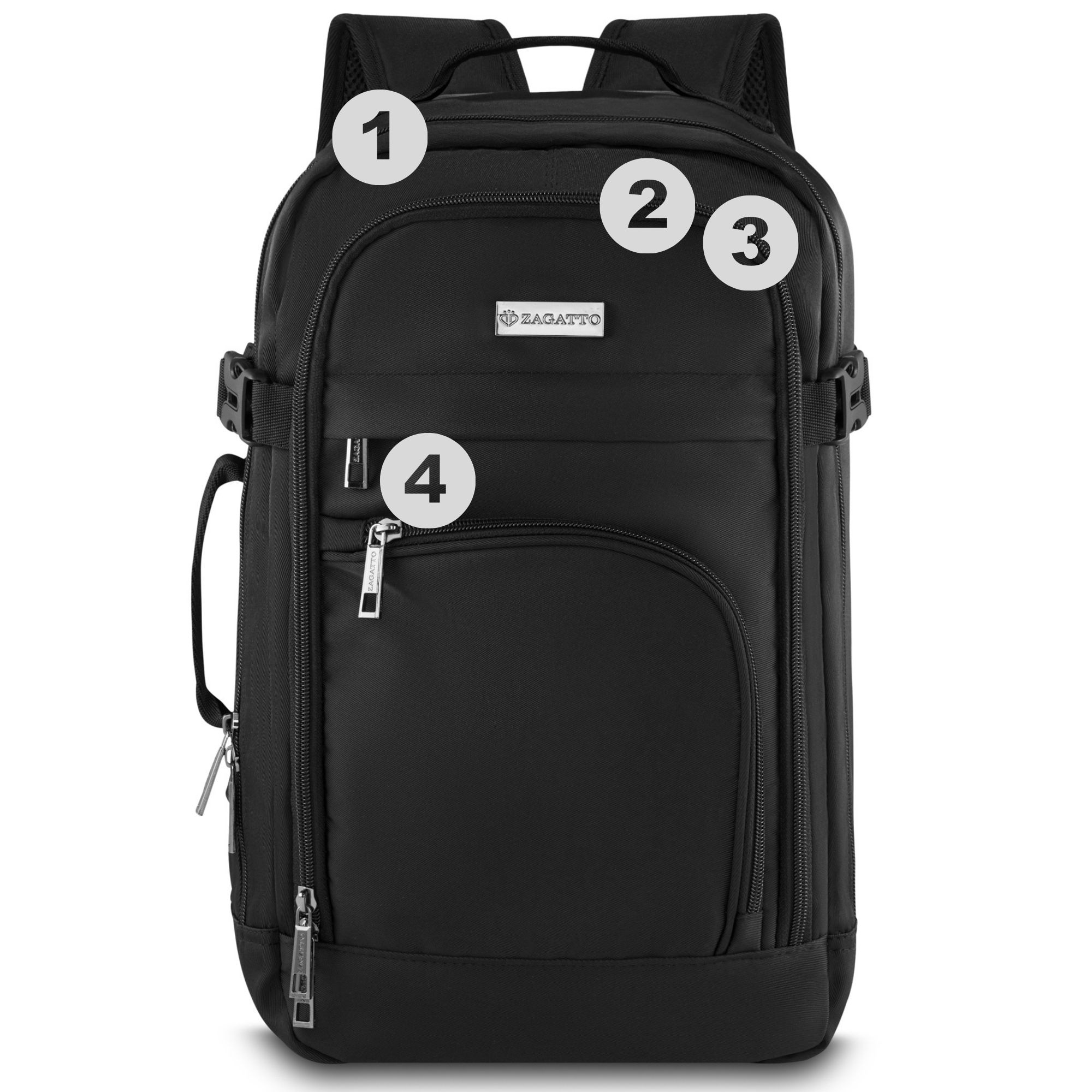 Rucsac de voiaj, Negru, Zagatto,40x20x25 cm, 20L, Compatibil Ryanair ...