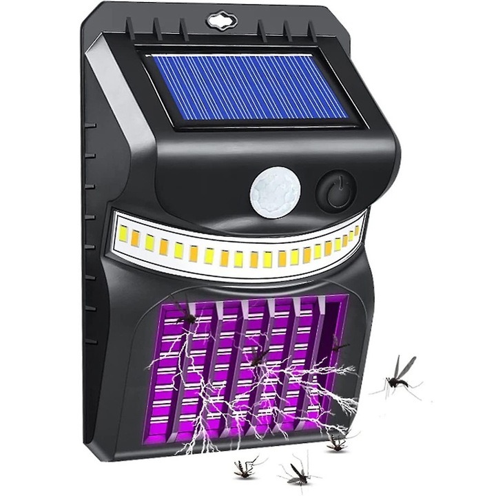 Lampa UV Solara Anti-Insecte cu Senzor de Miscare si Iluminare Duala ...