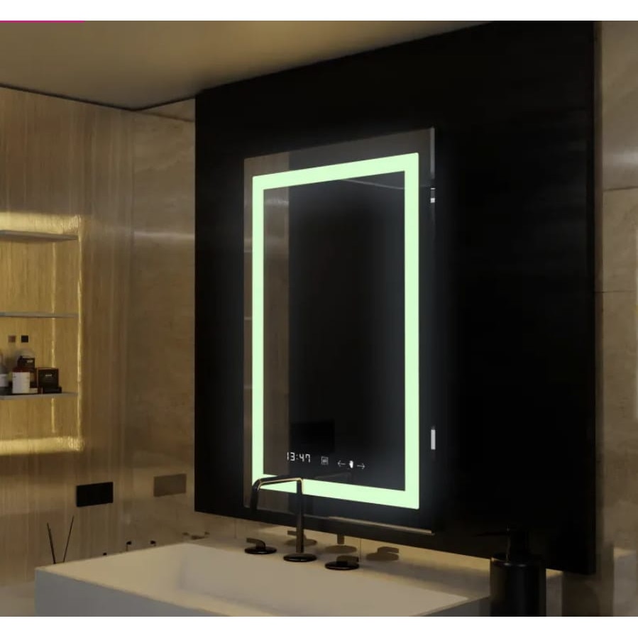 Oglinda LED Senzor Vetro, cu functie Dezaburire si Ceas 60x80 cm ...