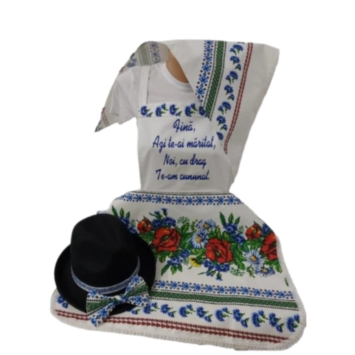 Set dezgatit mireasa si mire 4 piese, brodat si personalizat motive ...