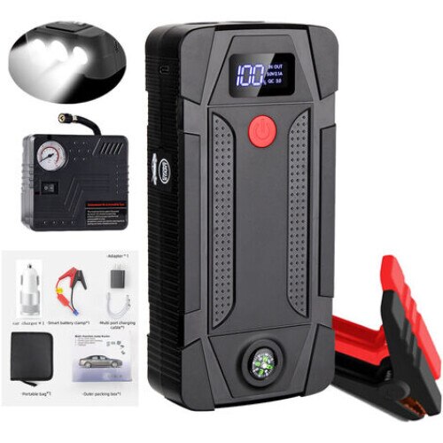Starter auto portabil, Tovbmup, 2000A, LED multifunctional, incarcare ...