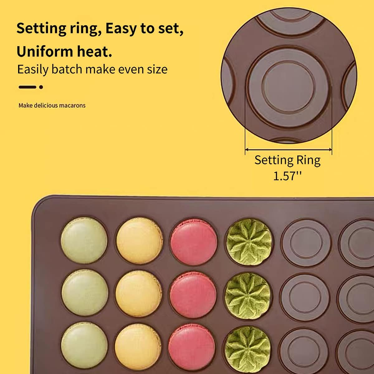 Set 2 forme de copt pentru macarons, silicon, 39x28.5x0.5cm, maro - eMAG.ro