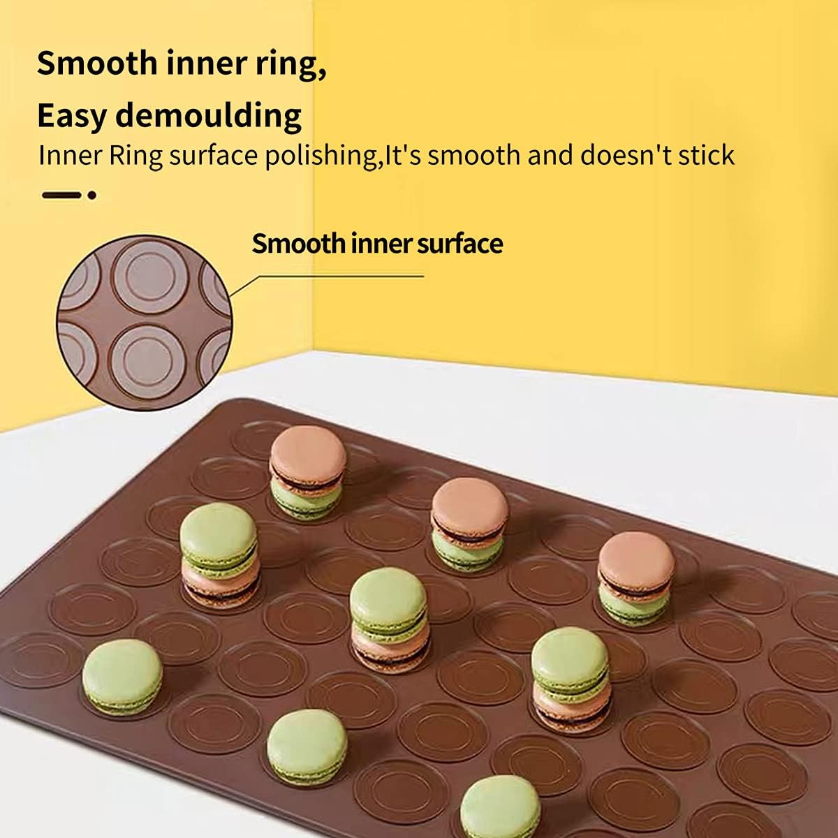 Set 2 forme de copt pentru macarons, silicon, 39x28.5x0.5cm, maro - eMAG.ro