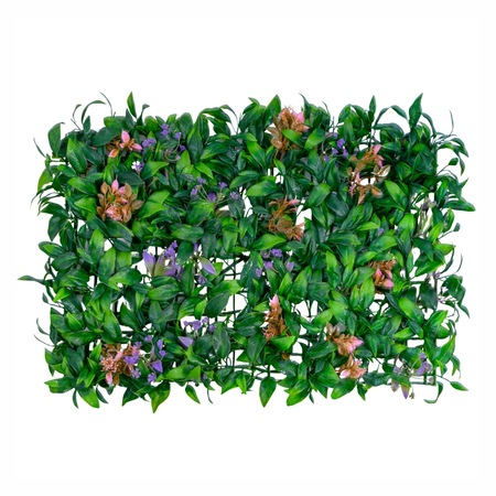 Panou din plante artificiale, cu frunze si flori, Naimeed D5898, Verde ...