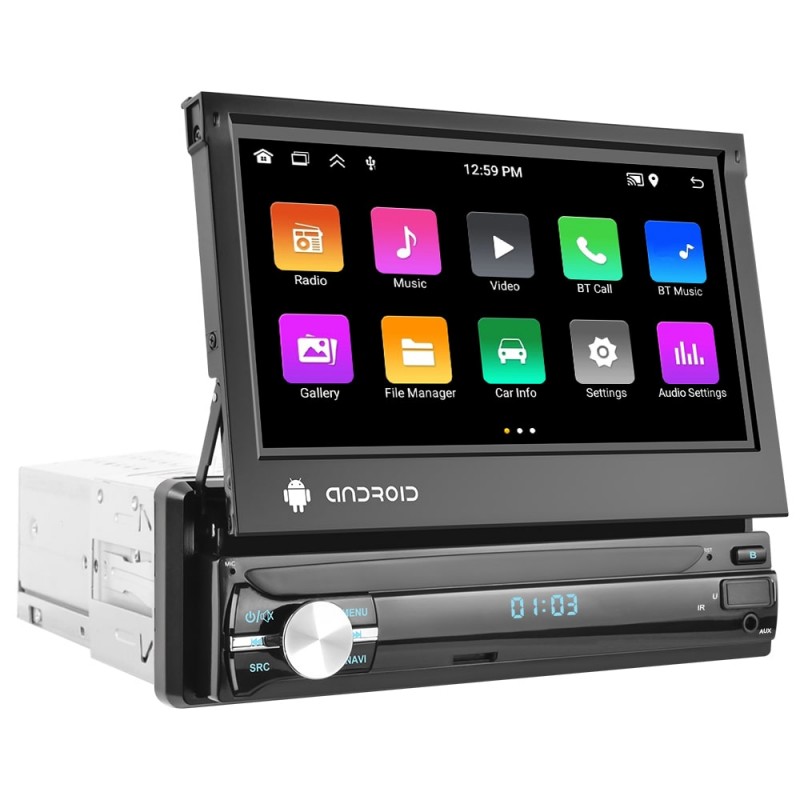 Multimedia player auto INOVA® 1DIN ecran retractabil, 7", 2GB RAM, 64GB ...