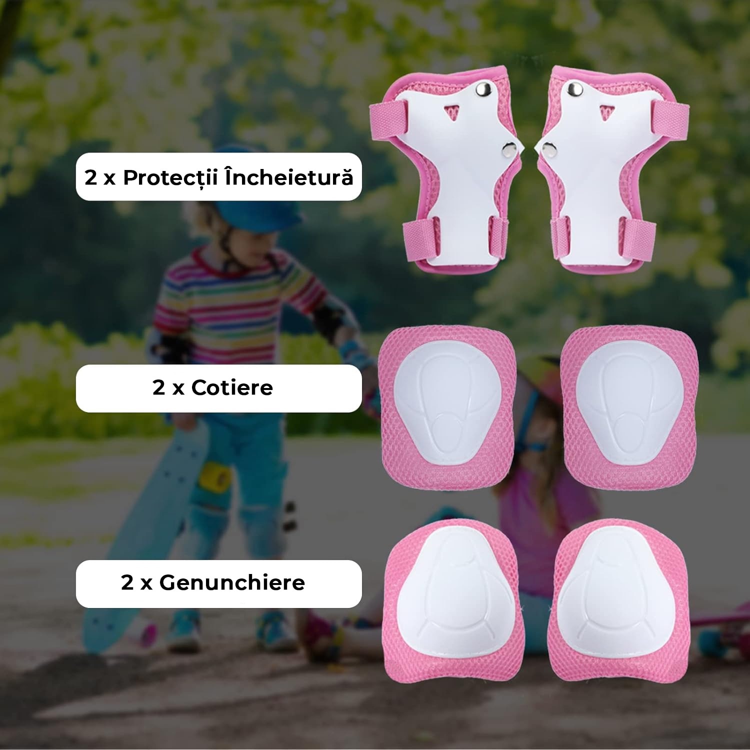 Set Protectie Pentru Copii 7 in 1, Casca cu Marime Reglabila ...