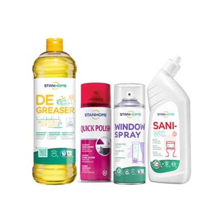 Pachet Curatenie Stanhome: Detergent Vase Degreaser Ecolabel 1L + Spray geamuri Window Spray 400 ...