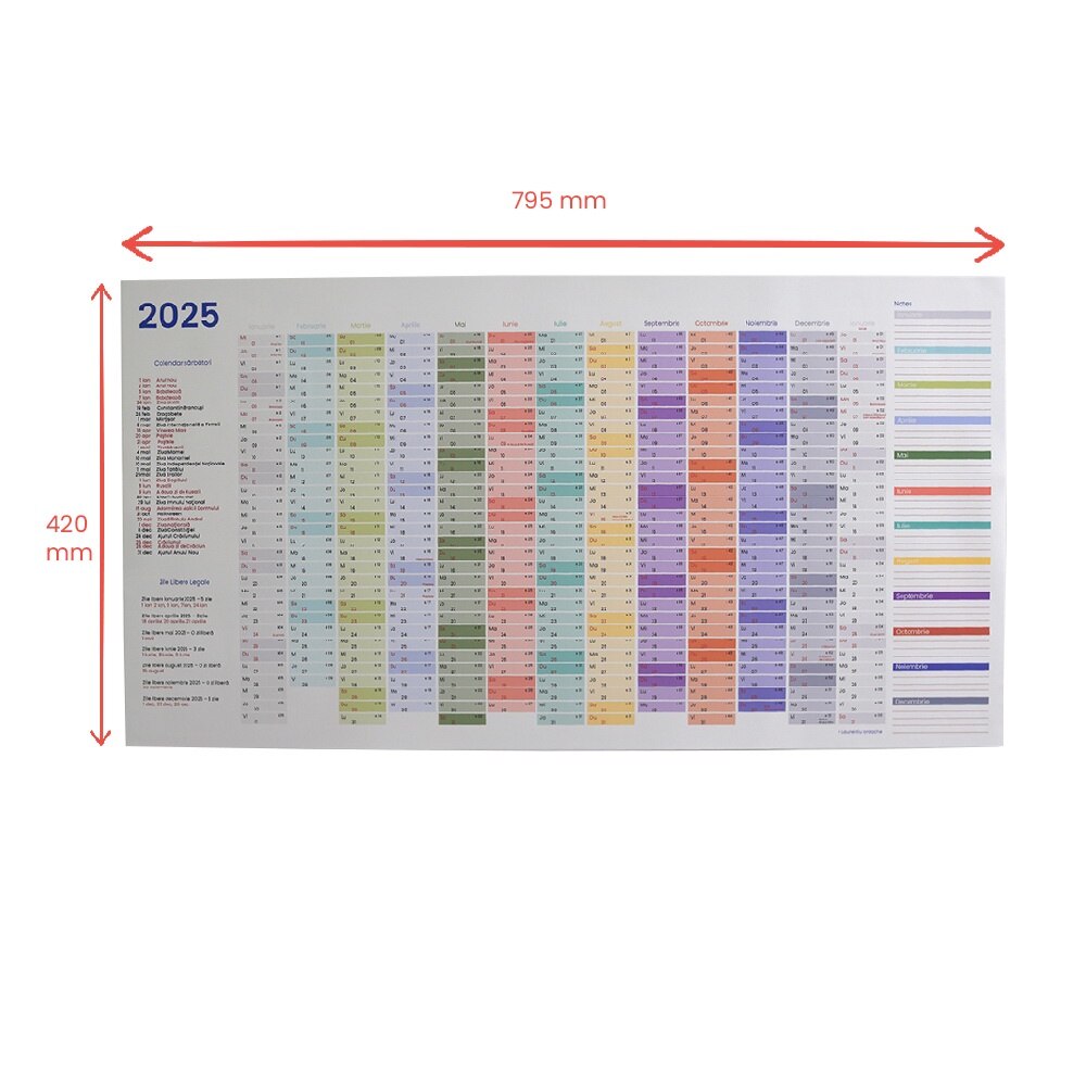 Calendar Planner Anual A2 13 luni 2025, colorful, lung - eMAG.ro