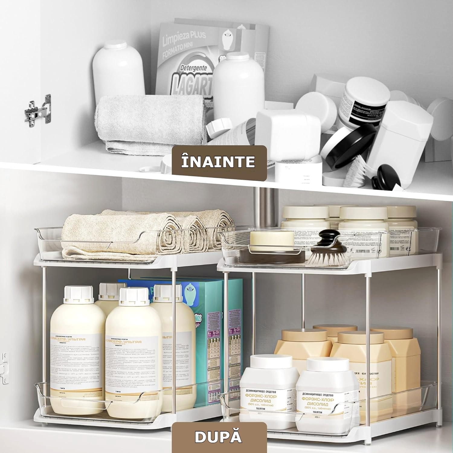 Organizator Multifunctional Elindor® pe 2 Nivele, 2x Sertar Glisant cu ...