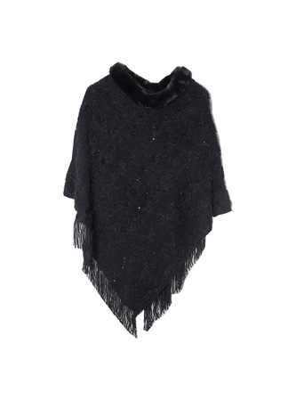Poncho dama QttvbTna, acril, negru, 65x65cm - eMAG.ro