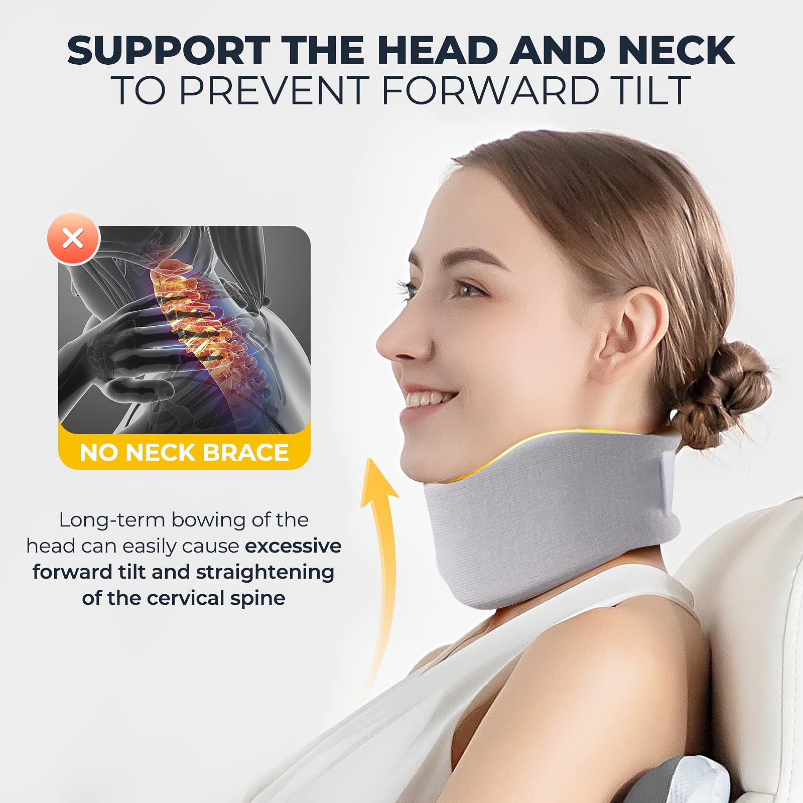 Guler Cervical, postura corecta，Suport Confortabil pentru Gat，Portabil ...