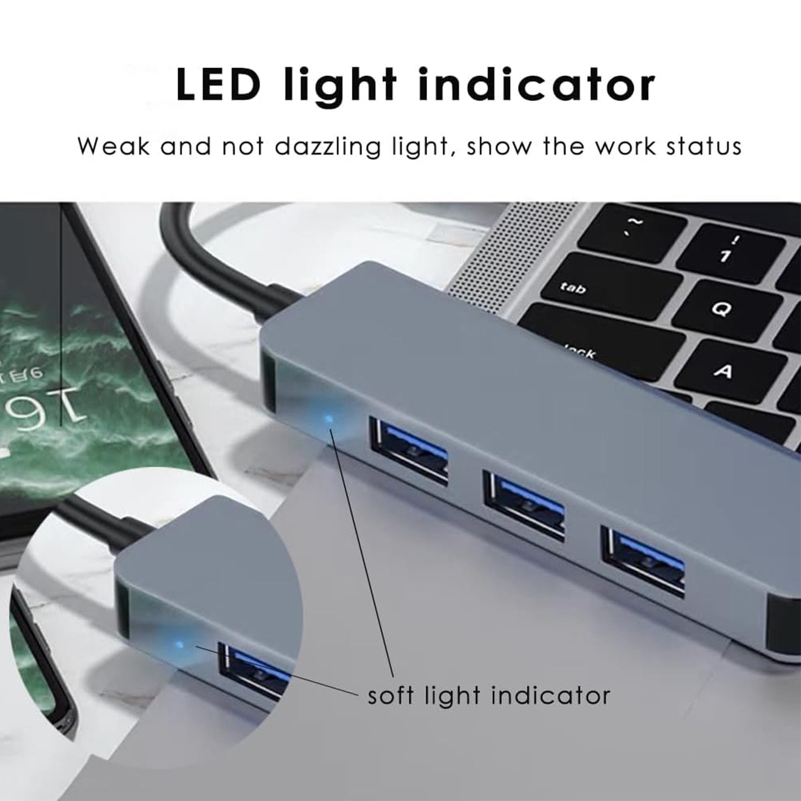 Adaptor Hub Multiport 4 in 1, SINBINTA, 3 porturi USB 2.0, 1 porturi ...