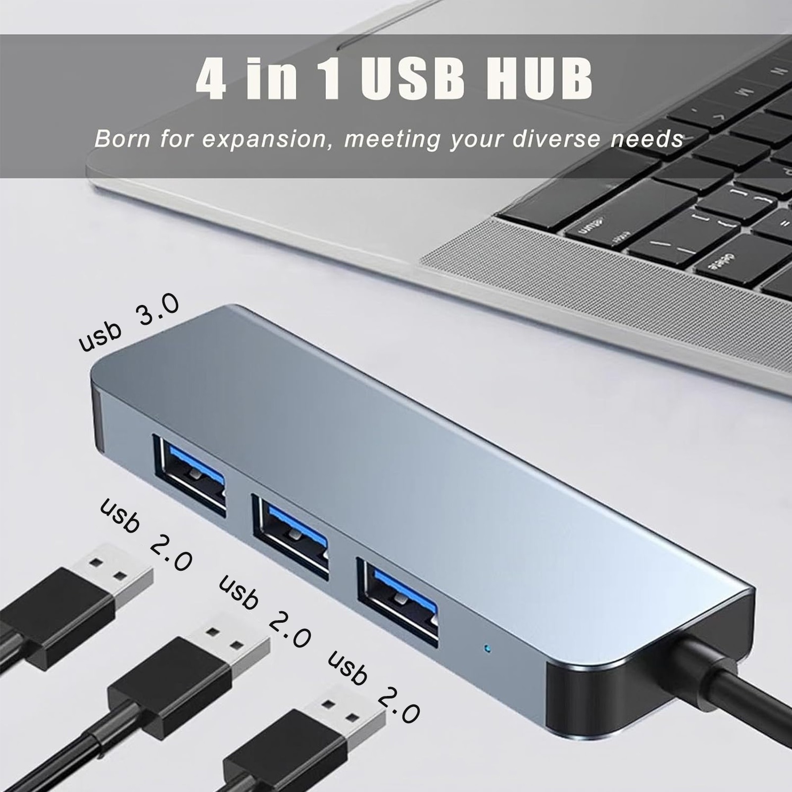 Adaptor Hub Multiport 4 in 1, SINBINTA, 3 porturi USB 2.0, 1 porturi ...