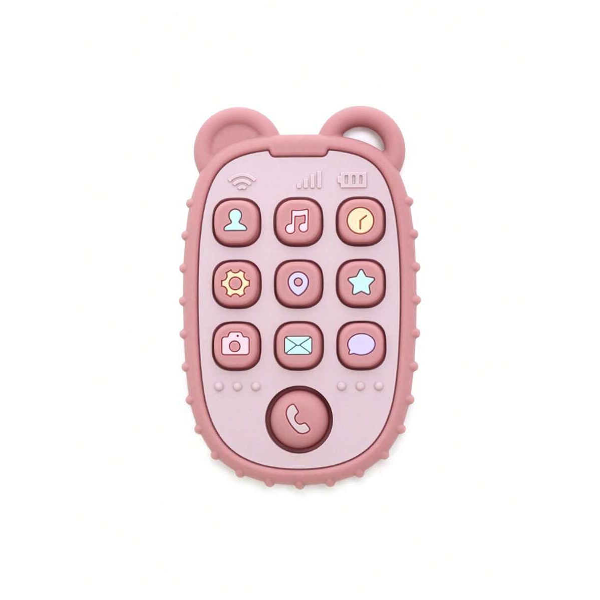 Telefon de jucarie pentru dentitie, din silicon, roz inchis, 6 luni+ ...