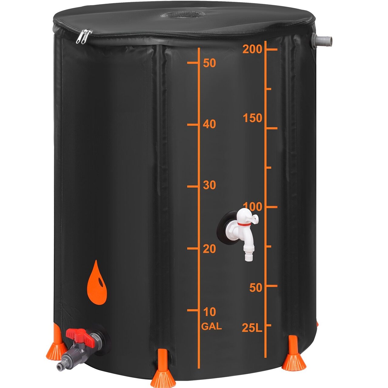 Butoi pliabil pentru apa pluviala, Negru, Capacitate 201 L, 2 x ...