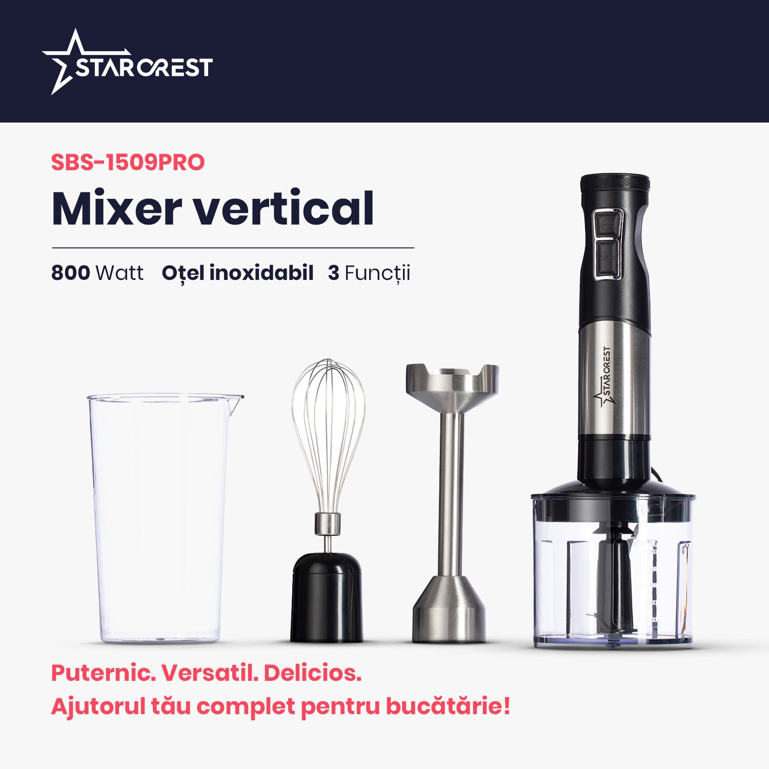 Mixer vertical STARCREST SBS-1509PRO, 1200W, Chopper, Tel, Pahar gradat ...