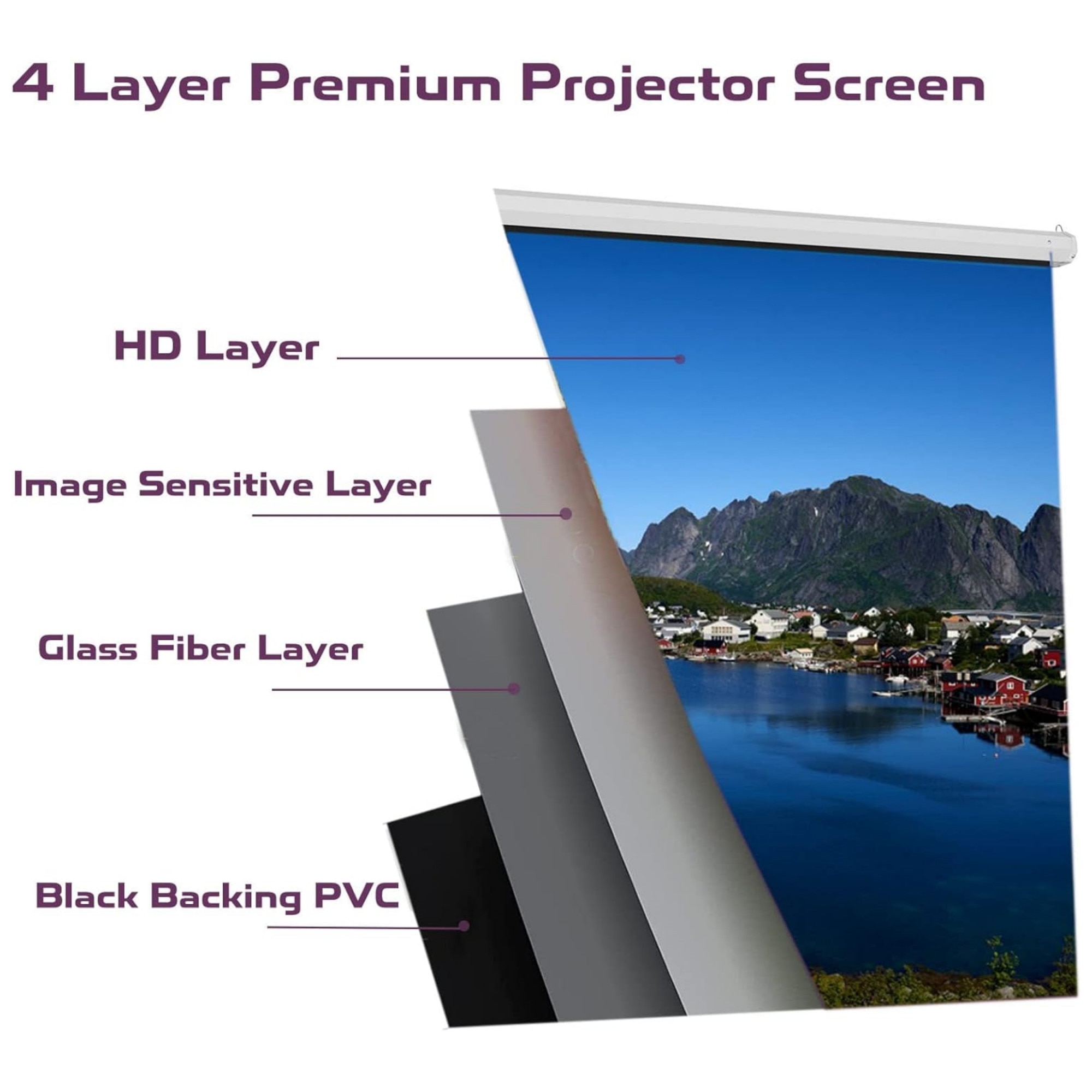 Elektromos HD vetítővászon, MOSMAOO®, LHS269, 84 hüvelykes, 16:9, 1080P ...