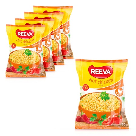 Supa instant cu gust de pui picant, 5x 60g, Reeva - eMAG.ro