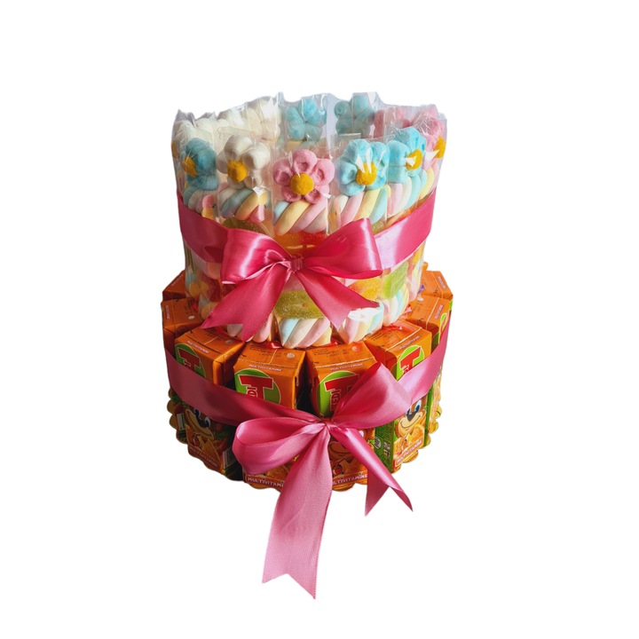 Tort din dulciuri, acadele frigarui si suc, pentru 20 persoane - eMAG.ro