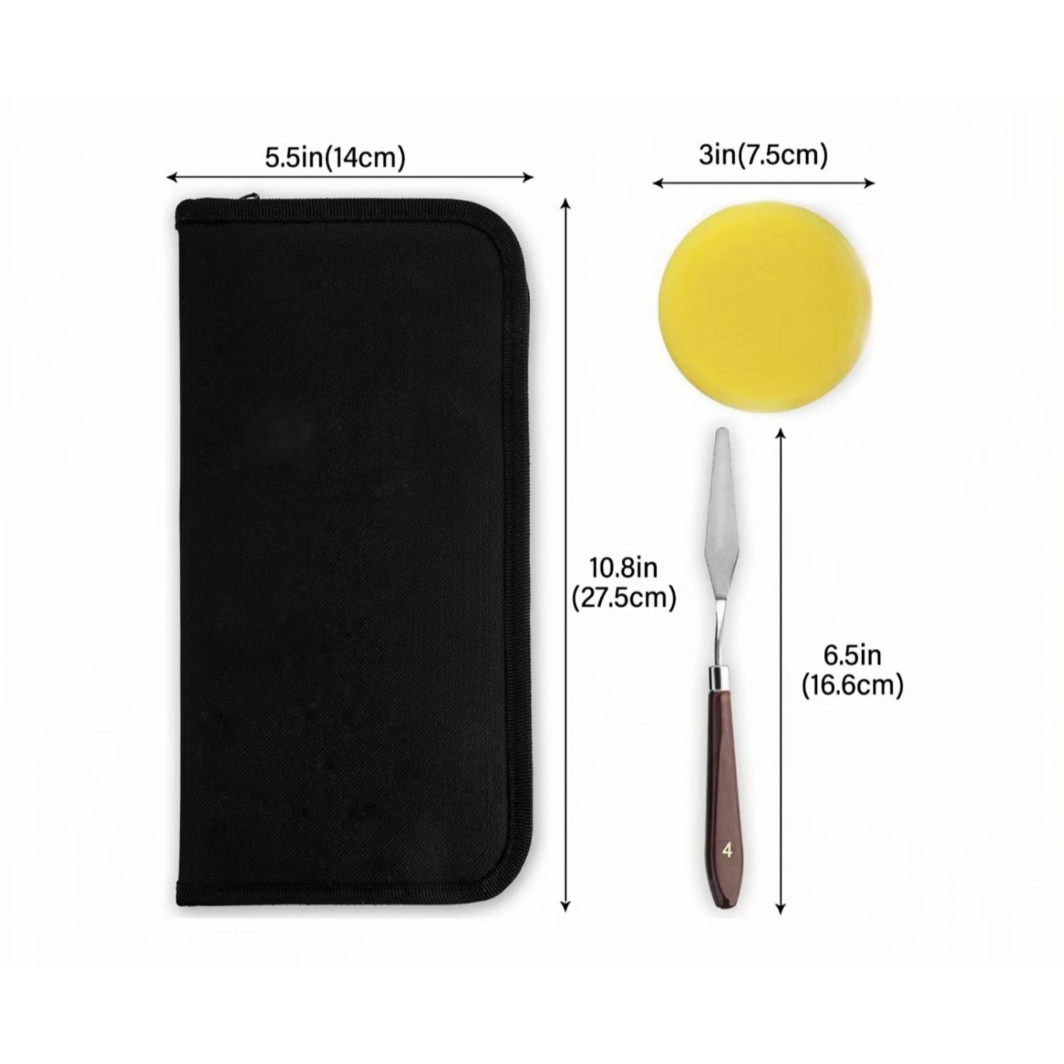 Set 15 pensule acrilice, cutit desen si burete, Tyrael-SEA, alb/galben ...