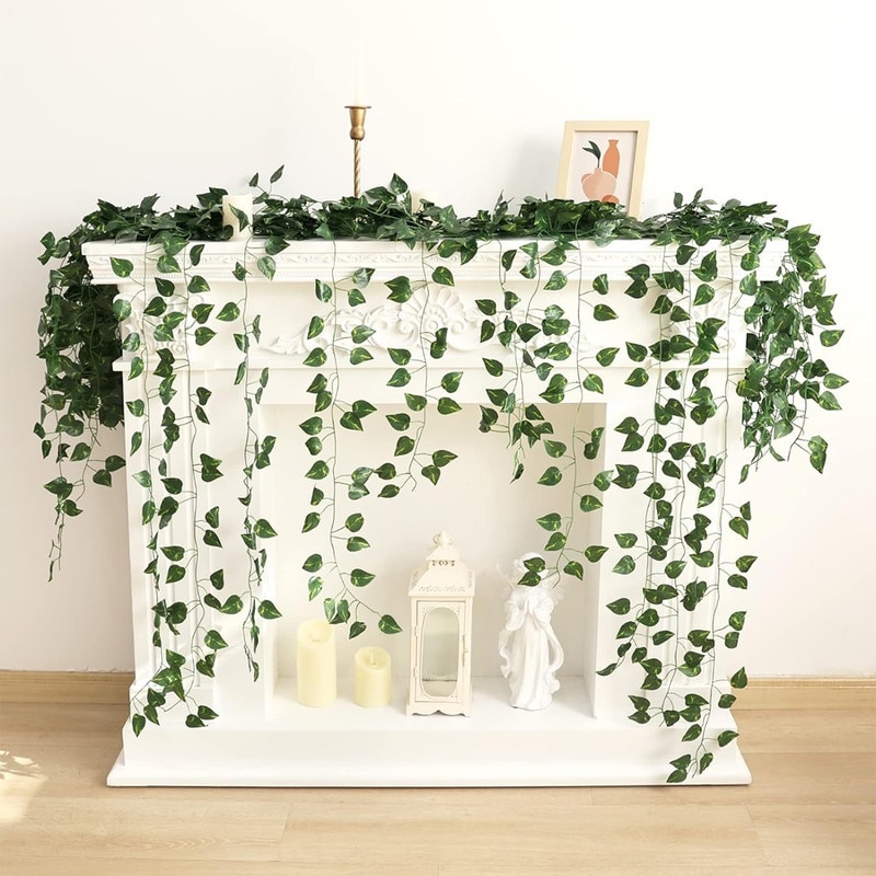 Ghirlanda artificiala, YSBER®, Frunze Verzi, Set 12 decorative iedera ...