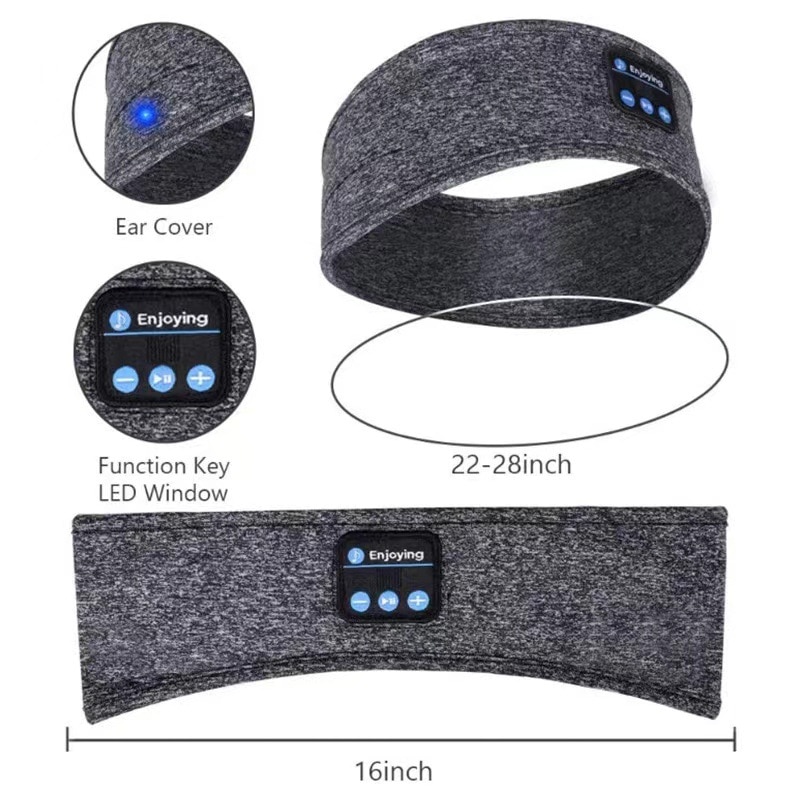 Banda de cap cu casti Bluetooth 5.2 Rqiurpn, pentru somn si sport, gri ...