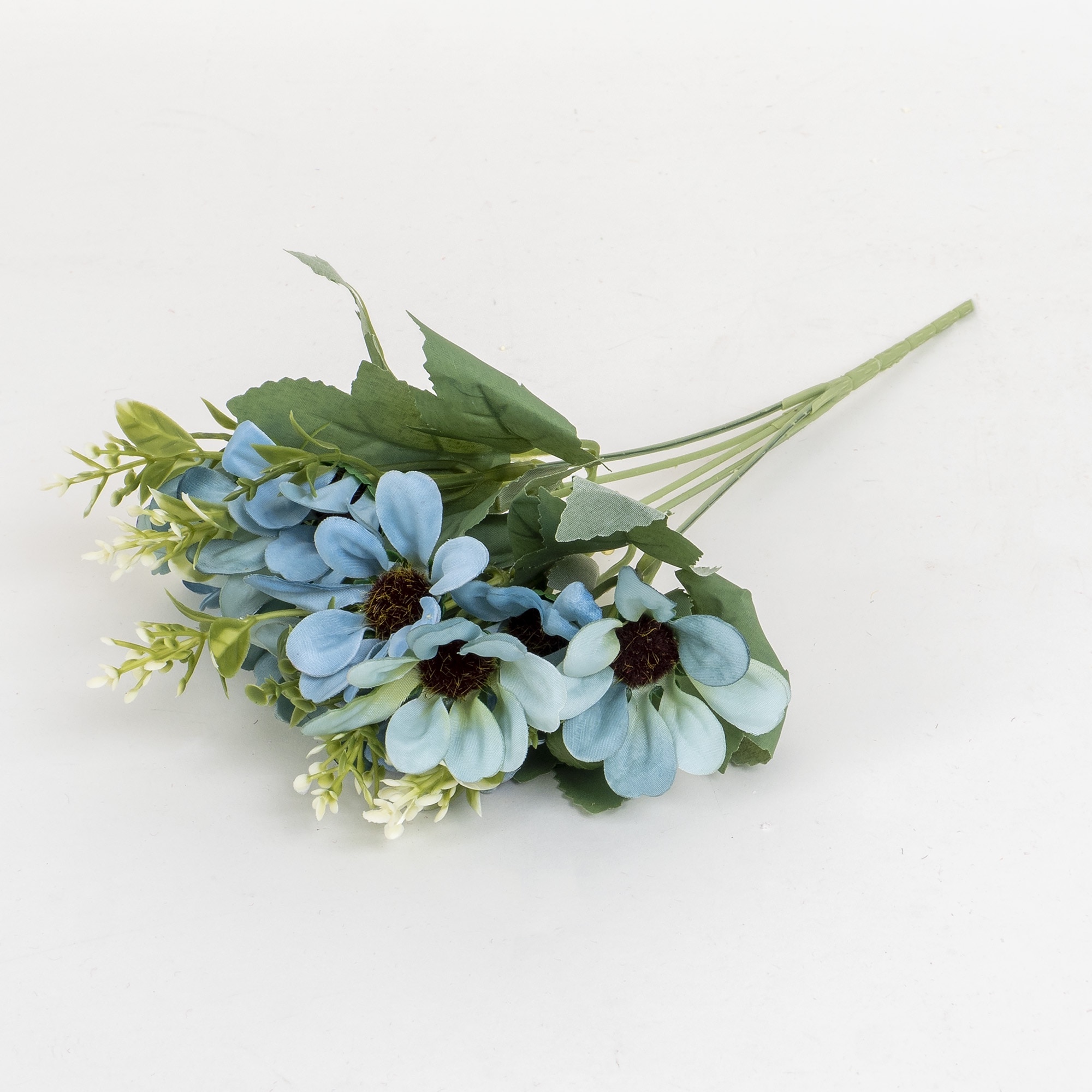 Buchet flori artificiale, 5 fire, culoare bleu, H 30 cm, B.S.P. / SL177 ...