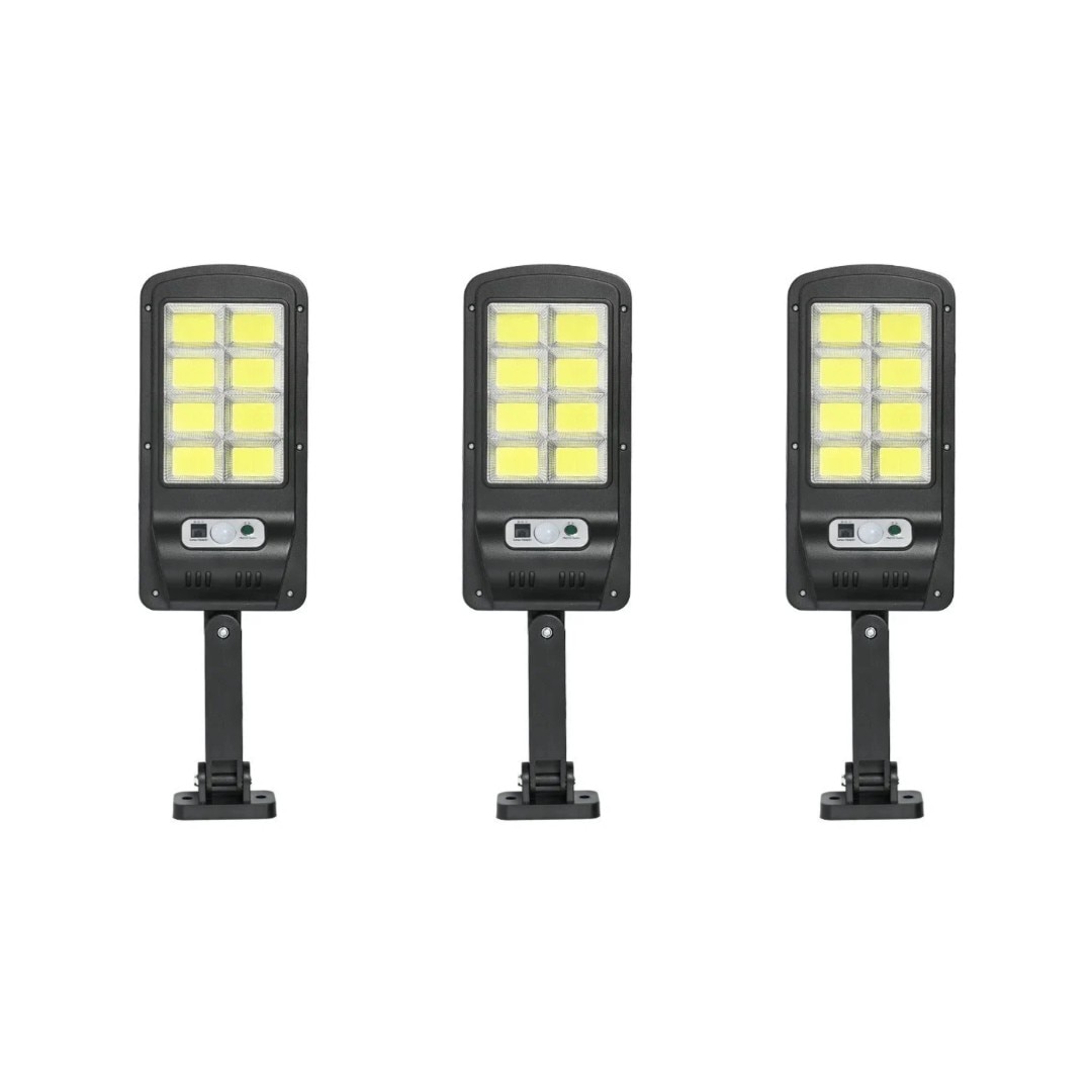 Set 3 Lampi solare LED, 40W, cu panou solar, 160 LED COB, senzor de ...