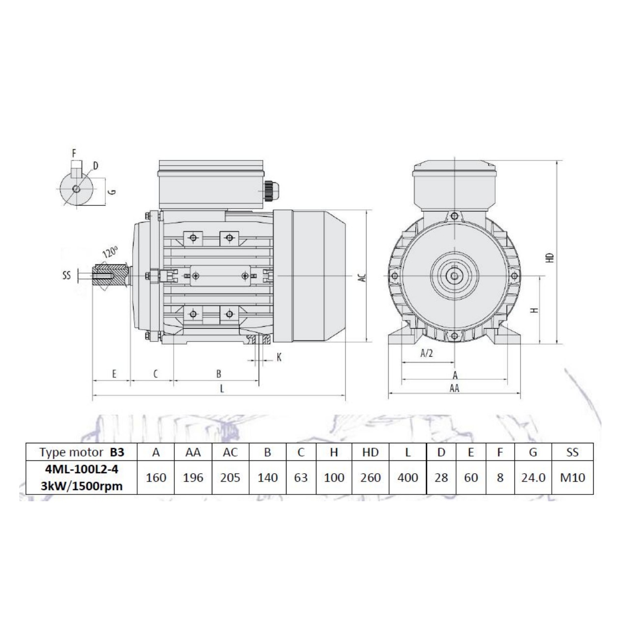 Motor electric monofazat, CEMER, cu talpa, 3kW, 1500 rot/min, 2 condensatori - eMAG.ro