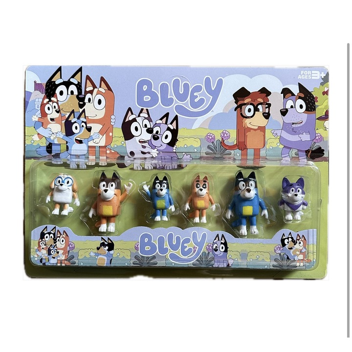 Set cu 6 figurine tip Bluey si Bingo, Distractie impreuna cu prietenii ...