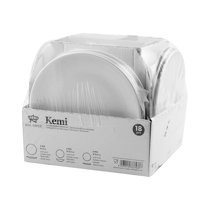 Set 18 farfurii servire masa Kemi, ceramica, Alb - eMAG.ro