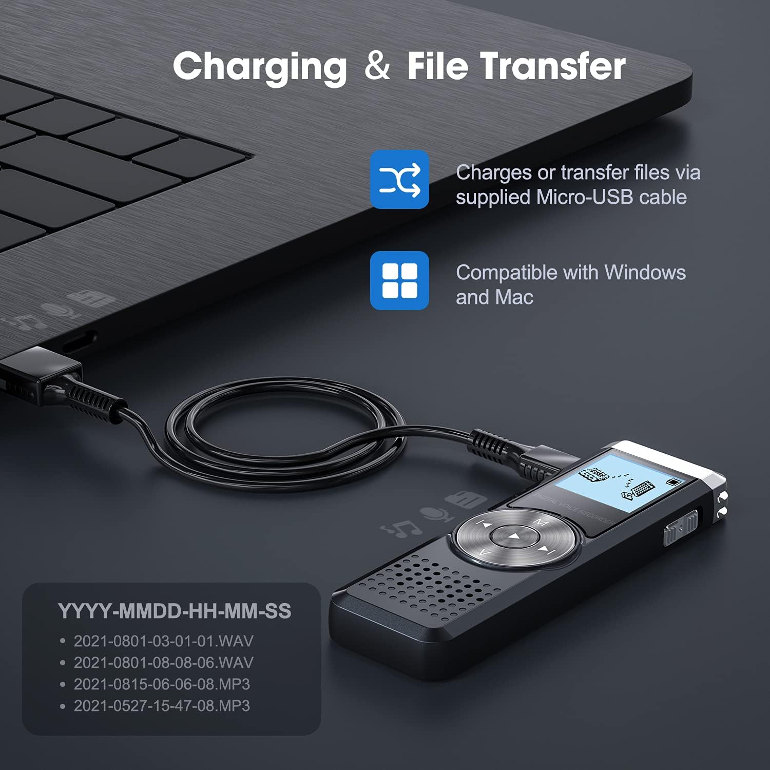 Reportofon Digital profesional Excitat®, 128GB, Cu Mp3 player, Redare ...