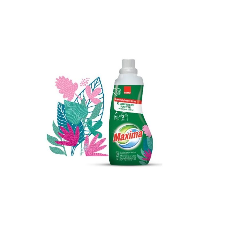 Detergent gel concentrat pentru rufe Sano Maxima Joy, 60 spalari, 1.5 l ...
