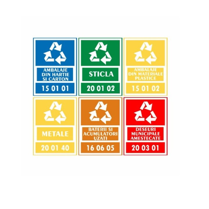 Set 5 etichete autocolante RECICLARE - pentru cos de gunoi - eMAG.ro