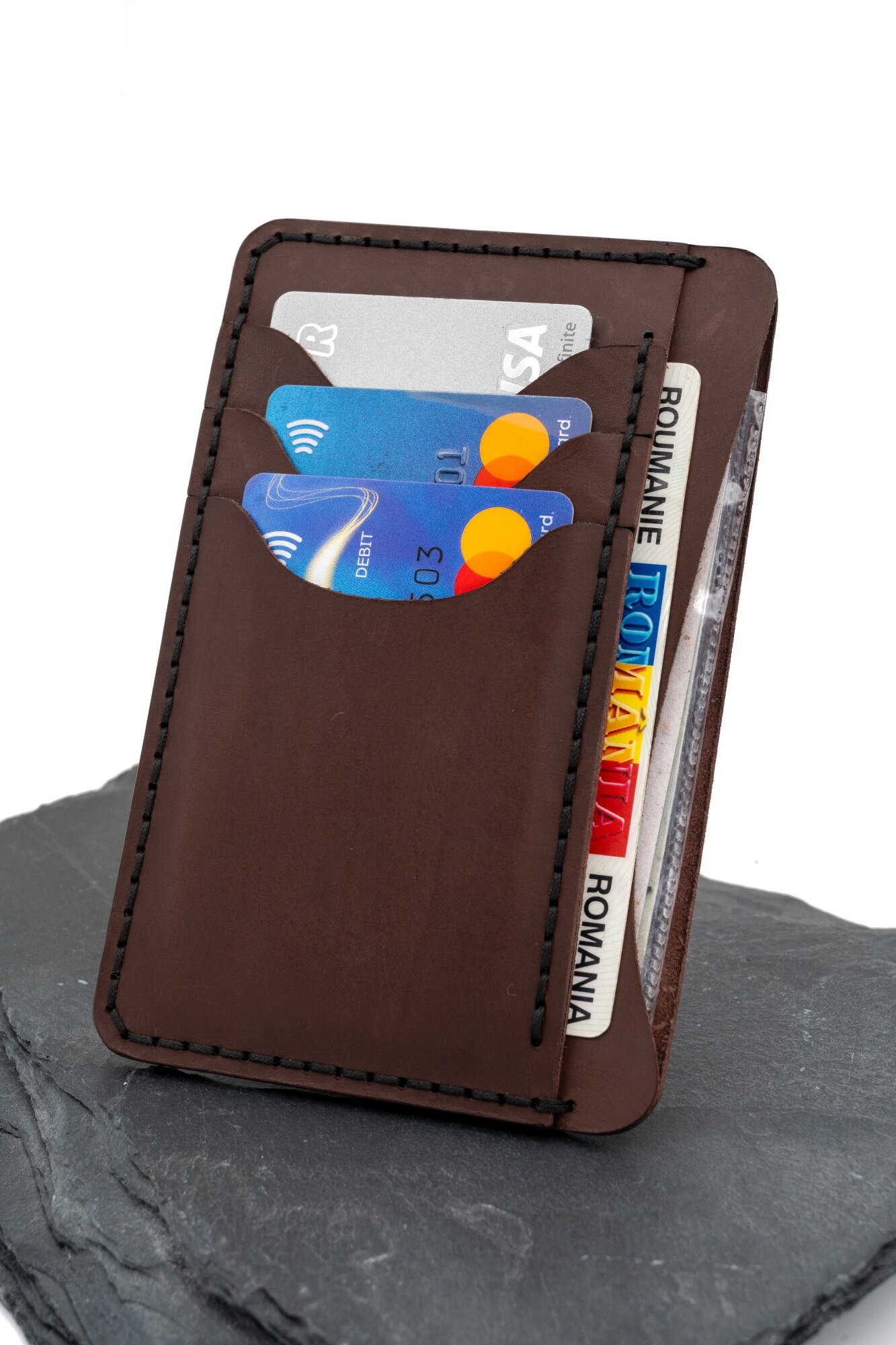 Port card pentru talon auto, piele, lucrat manual, 14 x 9cm, Maro - eMAG.ro